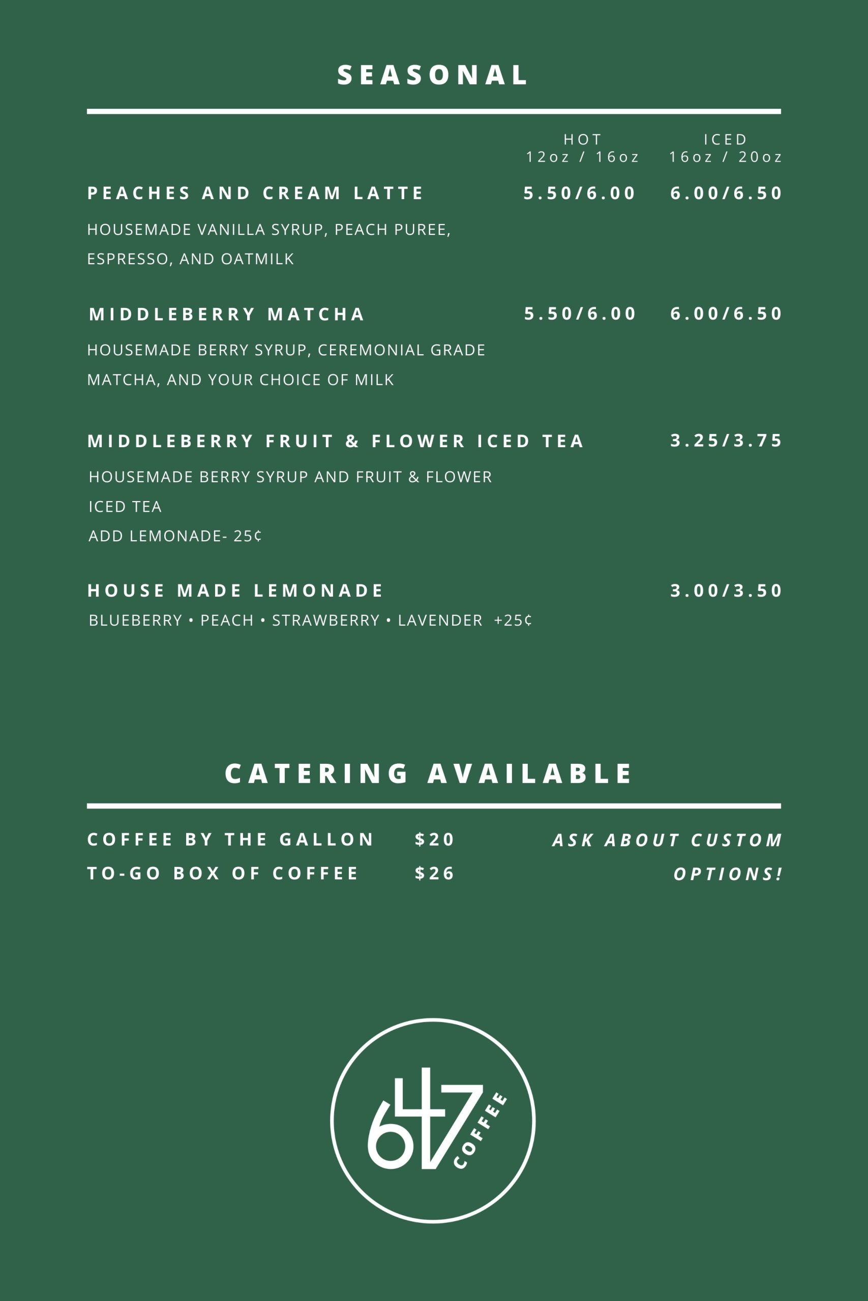647 Coffee Menus | The Well CDC